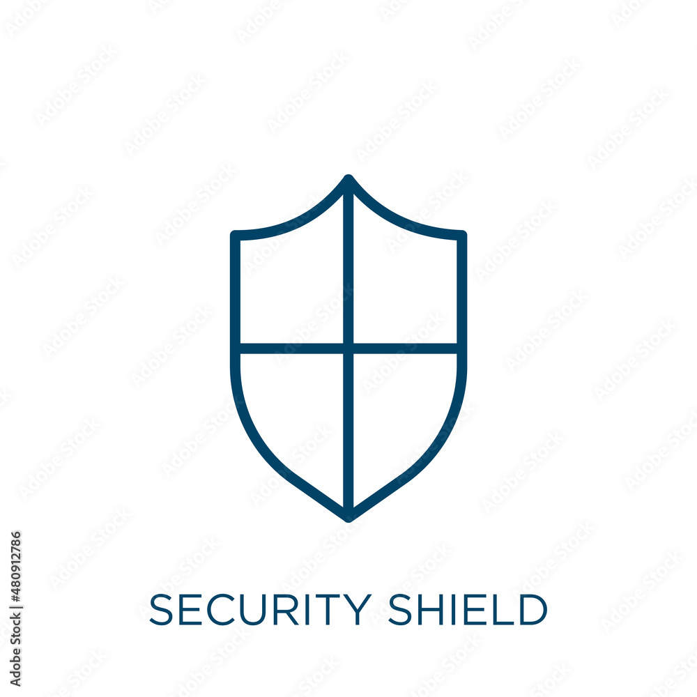 security shield icon. Thin linear security shield, safety, shield ...