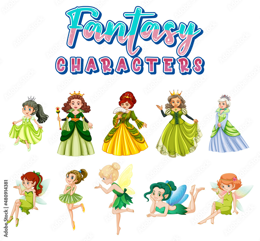 Fantasy cartoon characters set Stock Vector | Adobe Stock