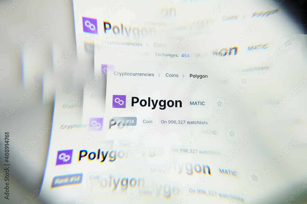 Foto de Milan, Italy - January 11, 2022: polygon - MATIC logo on laptop ...