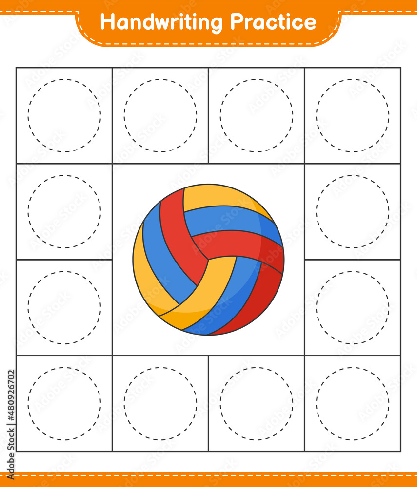 Handwriting practice. Tracing lines of Volleyball. Educational children ...