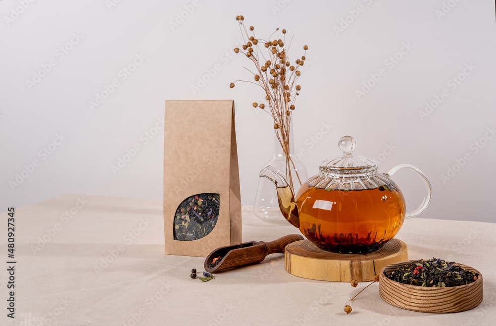 Organic tea branding and packaging mockup. Blank tea packaging mockup ...