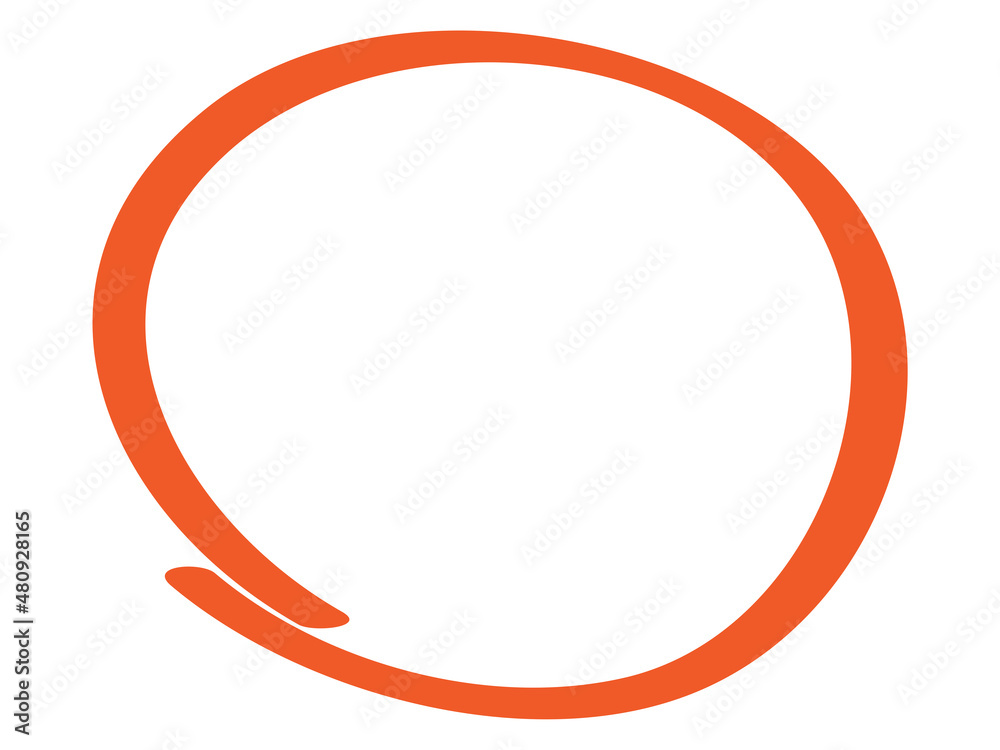 Red circle pen draw. Highlight hand drawn circle isolated on white ...