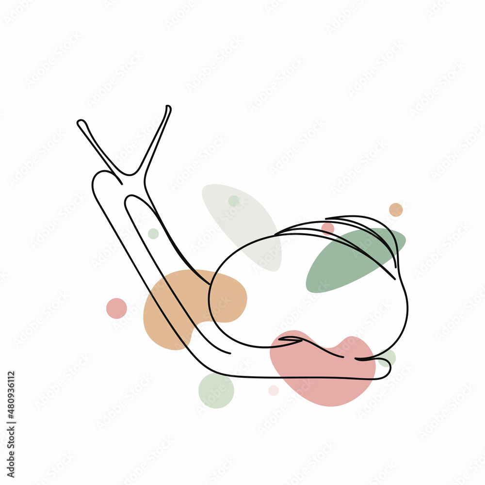 Continuous one simple single abstract line drawing of snail icon in ...