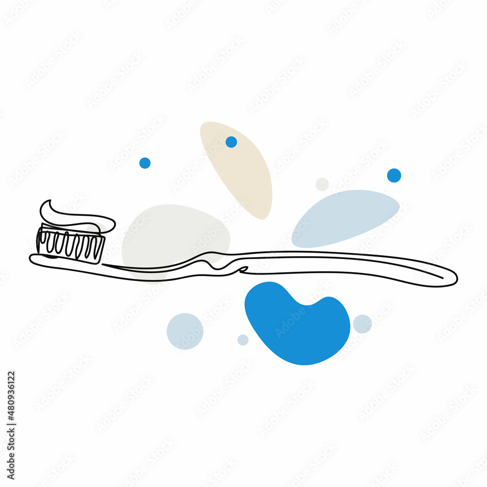 Continuous one simple single abstract line drawing of toothbrushes icon ...