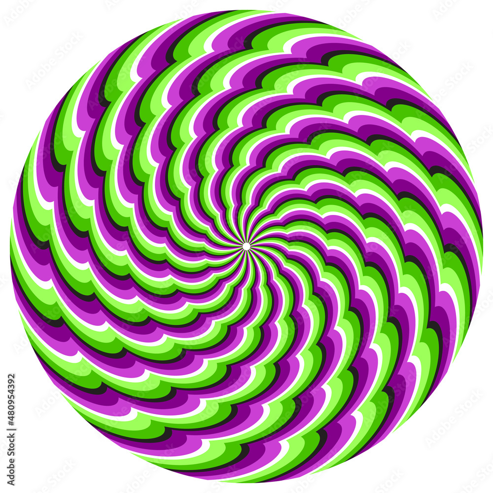 Optical illusion circle of spiral wavy striped pattern. Round colorful ...
