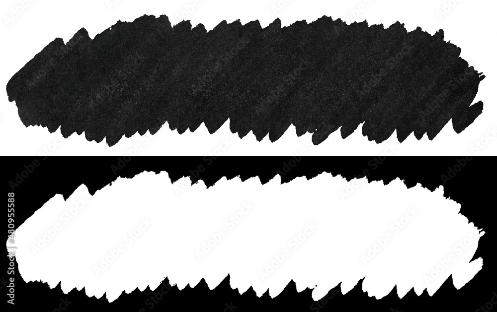 Stroke of black marker paint texture isolated on white background with ...