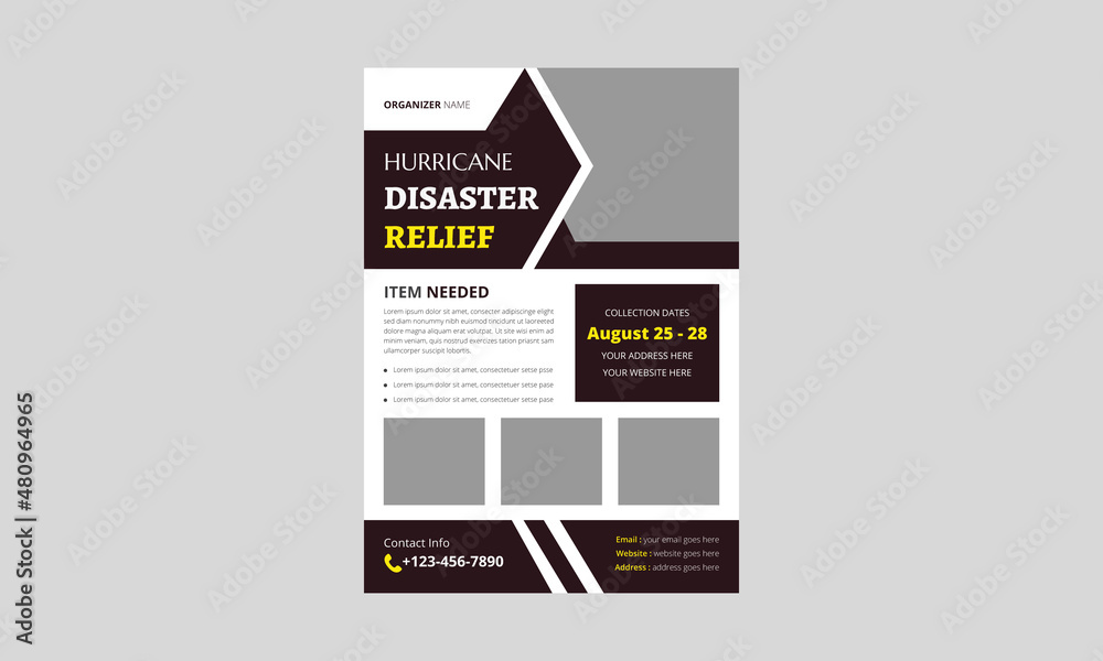 Disaster Relief flyer design template. Hurricane Relief flyer design ...