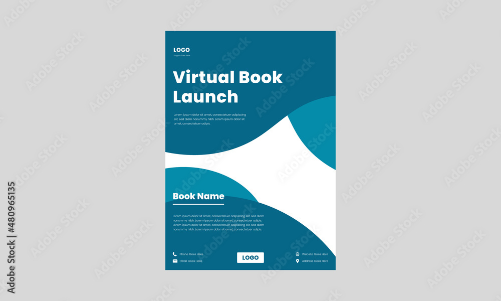 book launch flyer design template. book release flyer, poster in blue ...