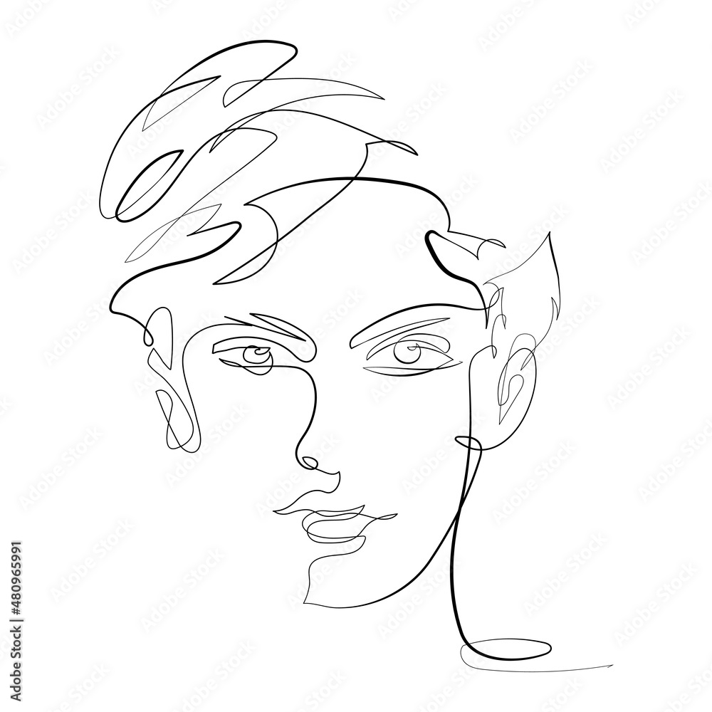 portrait of man one line drawing Stock Vector | Adobe Stock