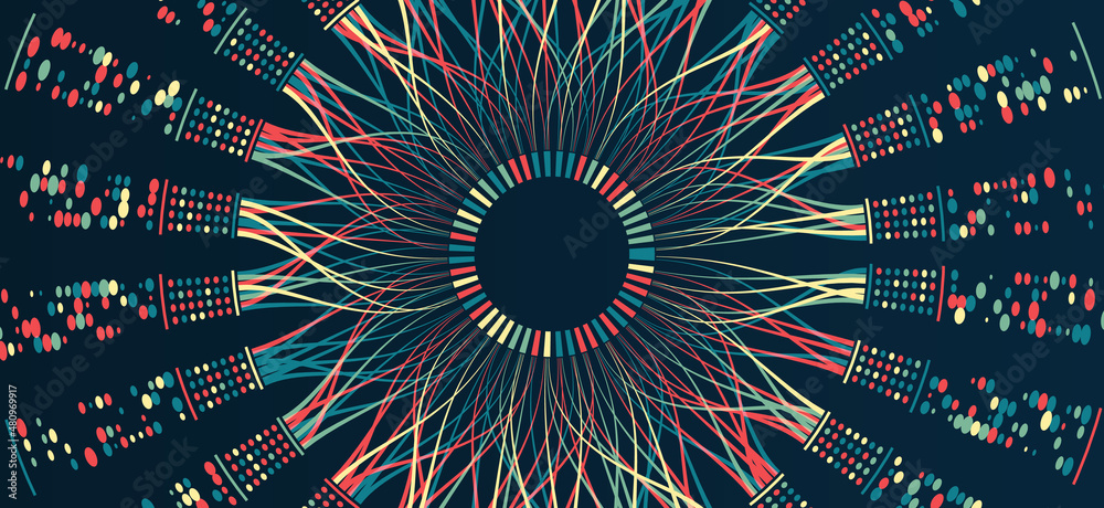 Data sorting process. Big data stream futuristic infographics. File structuring, machine ...