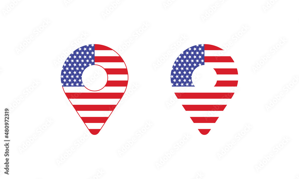 American Flag Location or Pin icon symbol design vector illustration ...
