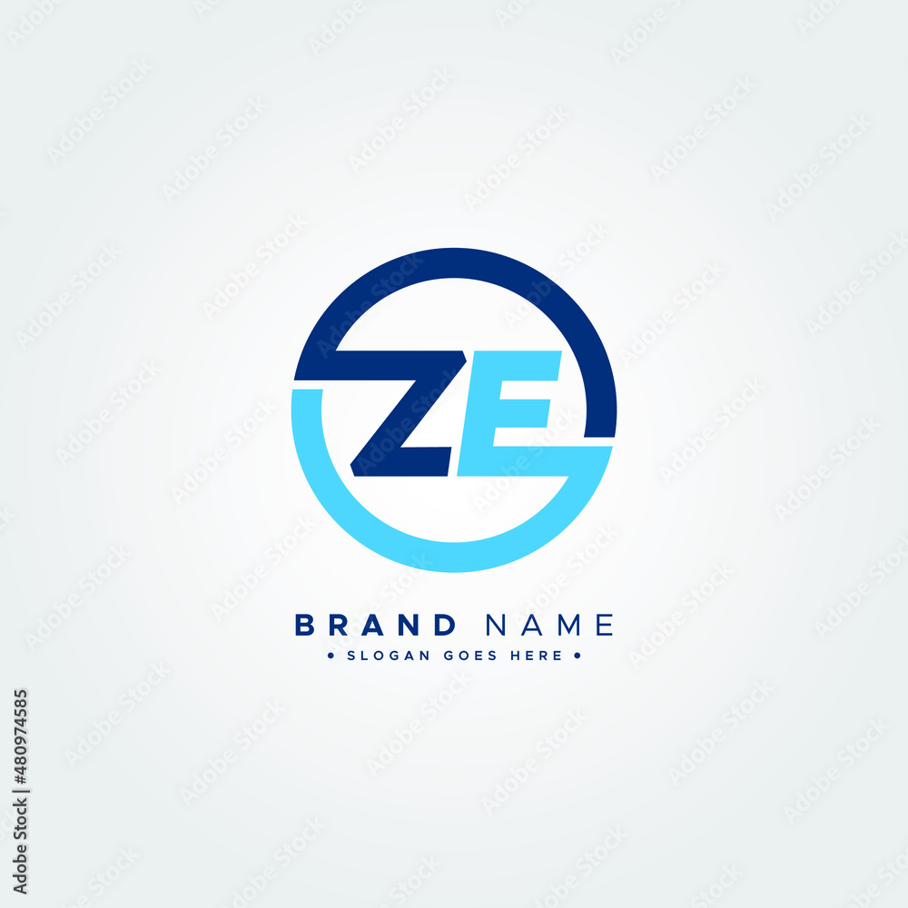 Initial Letter ZE Logo - Minimal Alphabet Logo Stock Vector | Adobe Stock