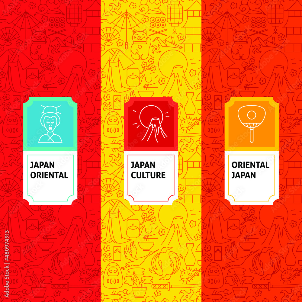 Japan Package Labels. Vector Illustration of Outline Design. Stock ...