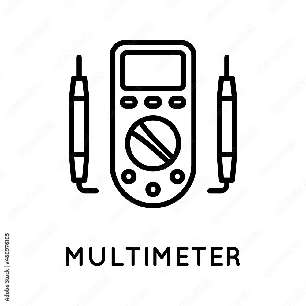 Digital multimeter line icon, tester, measuring instrument in simple ...
