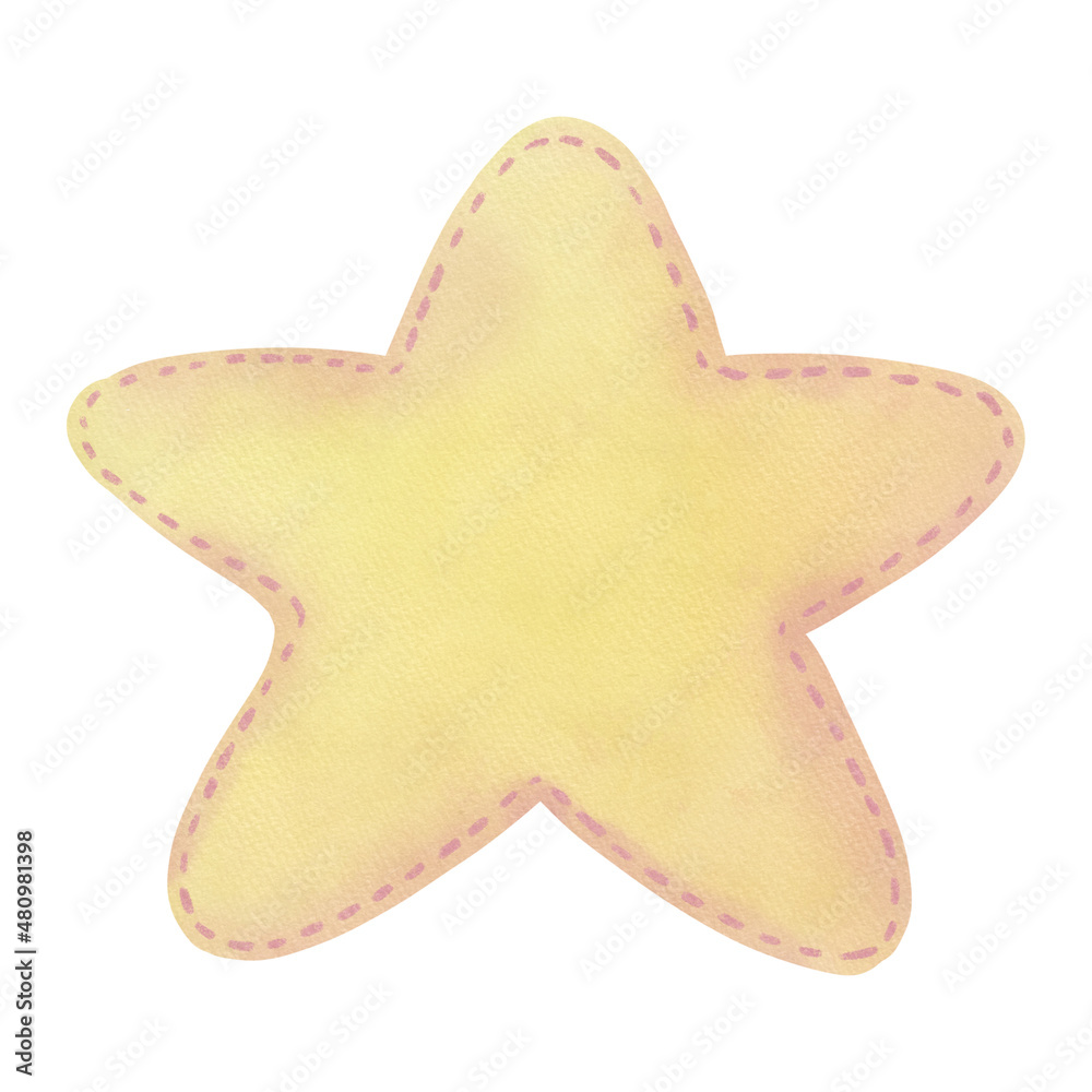 Cute yellow star. Hand painted watercolor illustration isolated on white background. Stock ...