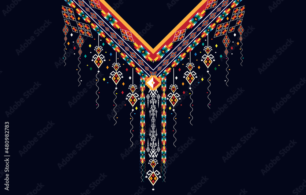 neck embroidery Ethnic,Geometric,tribal, oriental,traditional,necklace ...