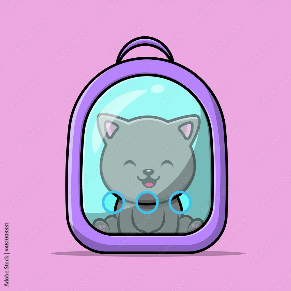 Cute Cat In Pet Carrier Bag Cartoon Vector Icon Illustration. Science ...