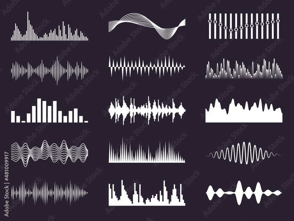 White music waves. Digital sonic visualization. Electronic graphic ...