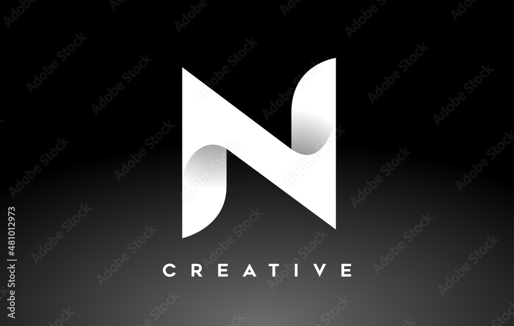 White Letter N Logo Design with Minimalist Creative Look and soft ...