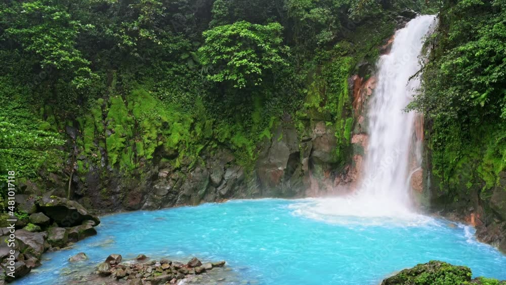 Catarata Rio Celeste, waterfall of blue river Rio Celeste, Parque ...
