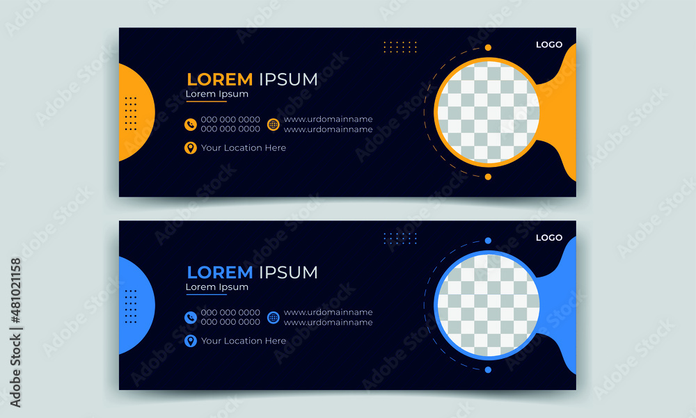 Email Signature and Facebook Cover Design Template with two color Stock ...
