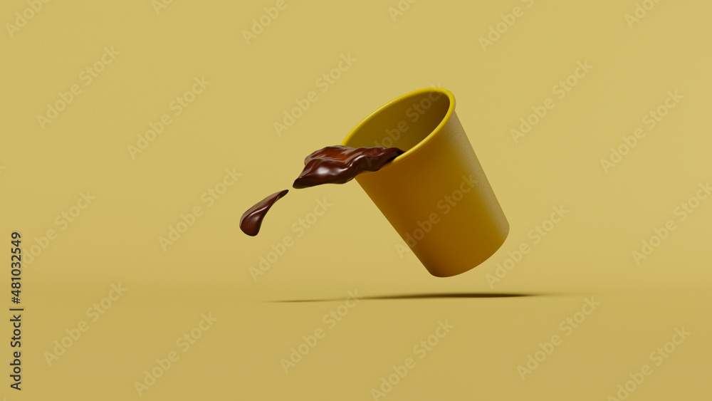 splash of sofa in falling yellow glass, sloshing out of glass, yellow ...