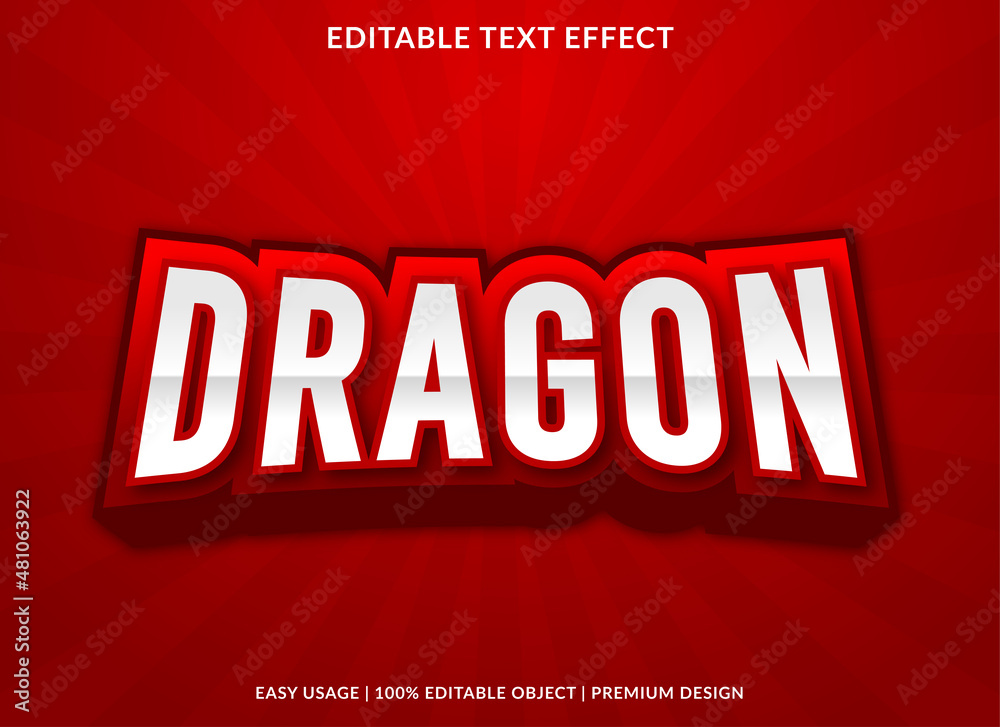 dragon text effect logo template design with bold and abstract style ...