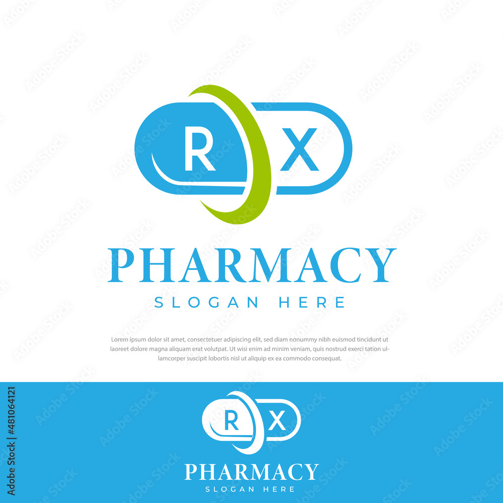 RX pharmaceutical capsule medicine logo vector. white background.Doctor ...