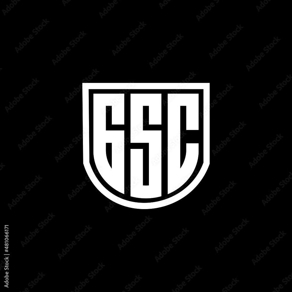 GSC letter logo design with black background in illustrator, vector ...