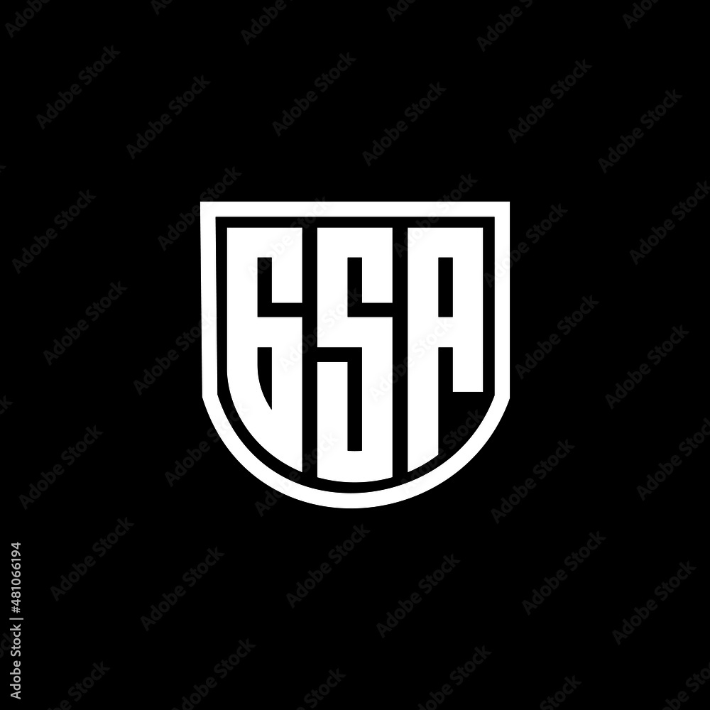 Vettoriale Stock GSA letter logo design with black background in ...