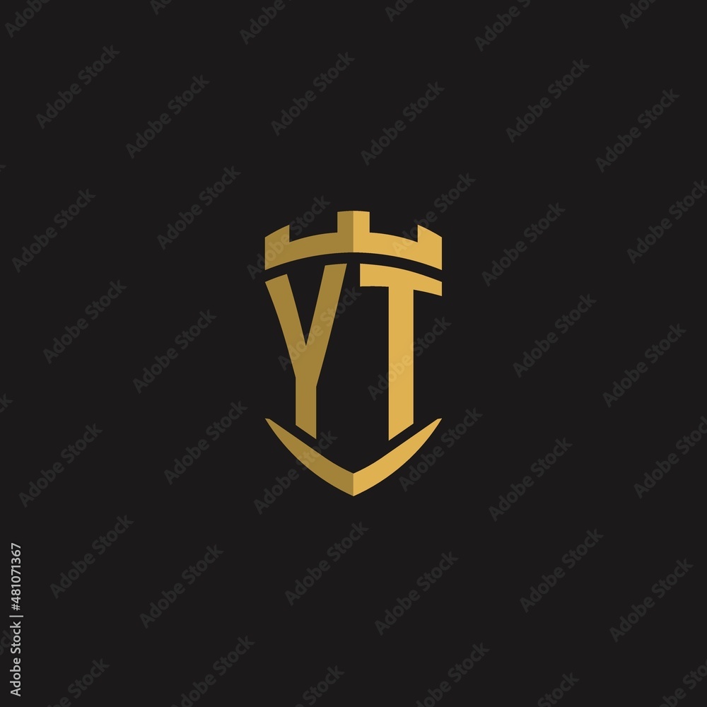 Initials YT logo monogram with shield style design Stock Vector | Adobe Stock