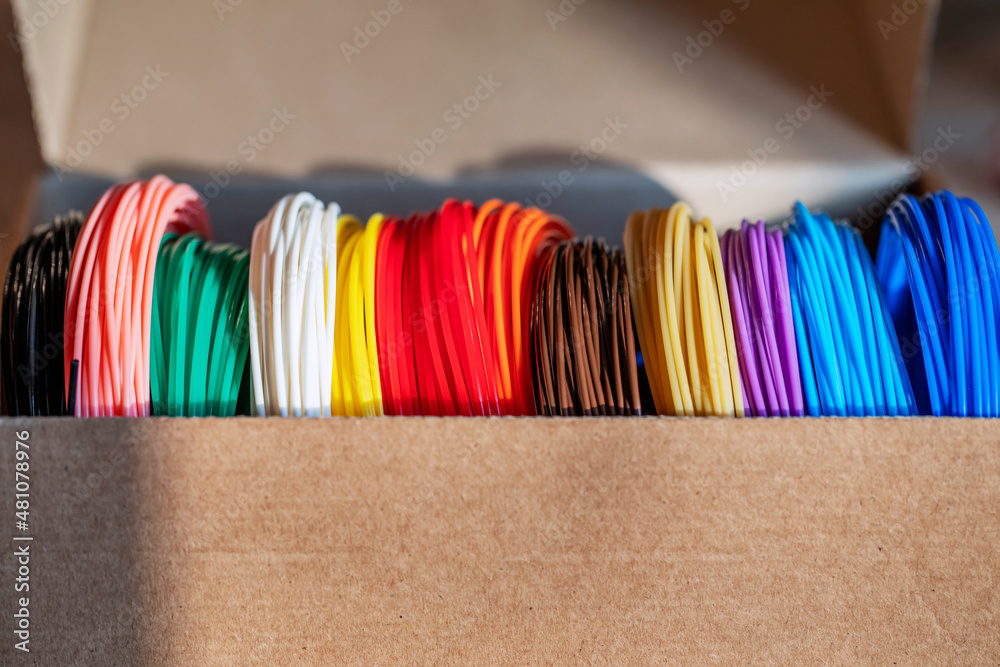 Multi-colored plastic for creativity. Materials for crafts close-up ...