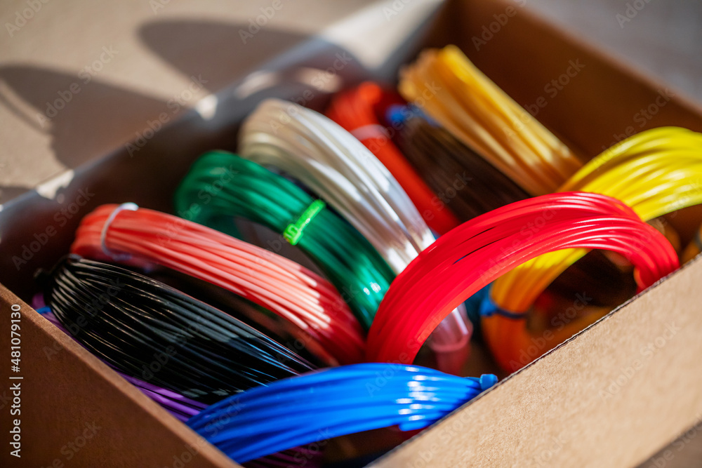 Multi-colored plastic for creativity. Materials for crafts close-up ...