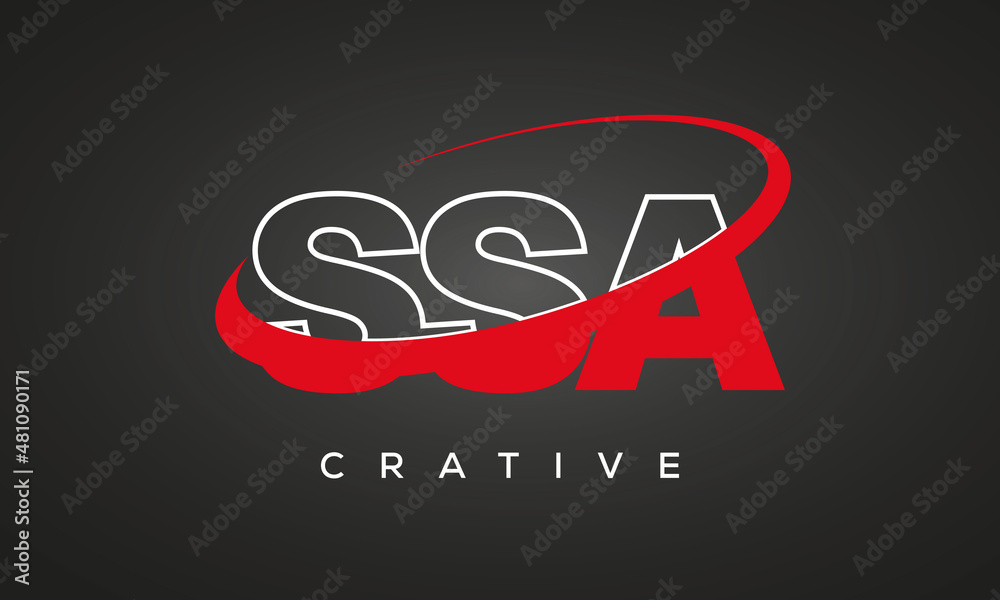 SSA creative letters logo with 360 symbol vector art template design ...