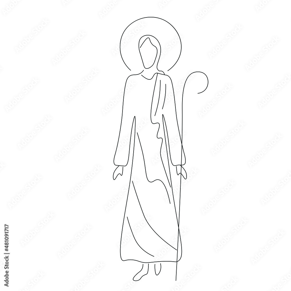 Jesus Christ line drawing vector illustration Stock Vector | Adobe Stock