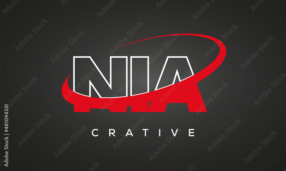 NIA creative letters logo with 360 symbol vector art template design ...