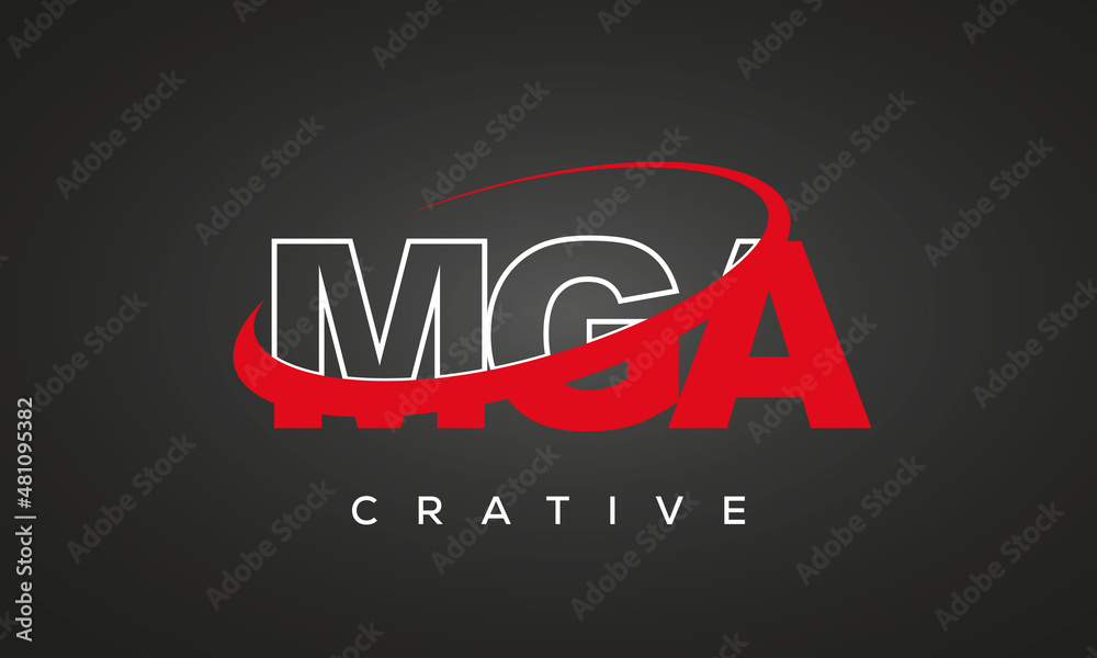 MGA creative letters logo with 360 symbol vector art template design ...
