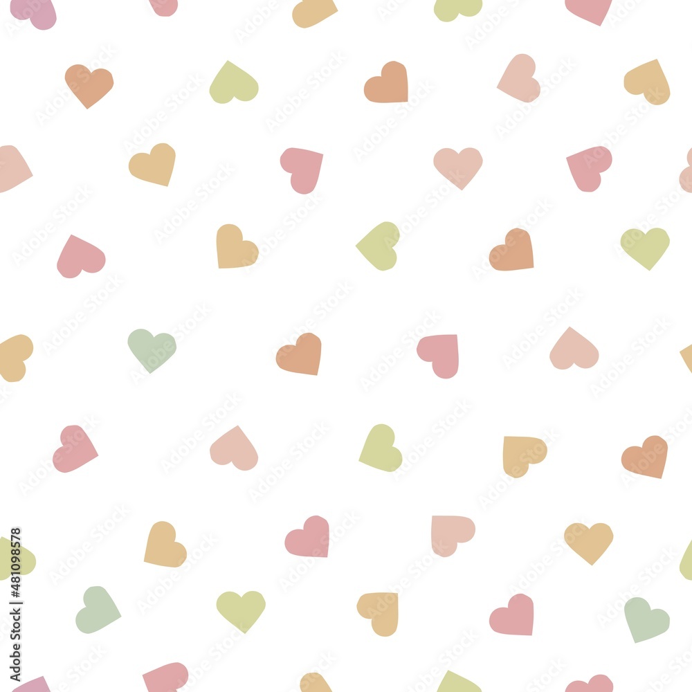 Seamless pattern of hearts. White background. pastel hearts.beautiful ...
