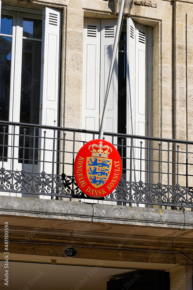 kongelig dansk konsulat text logo and sign coat of arms of Royal Danish ...