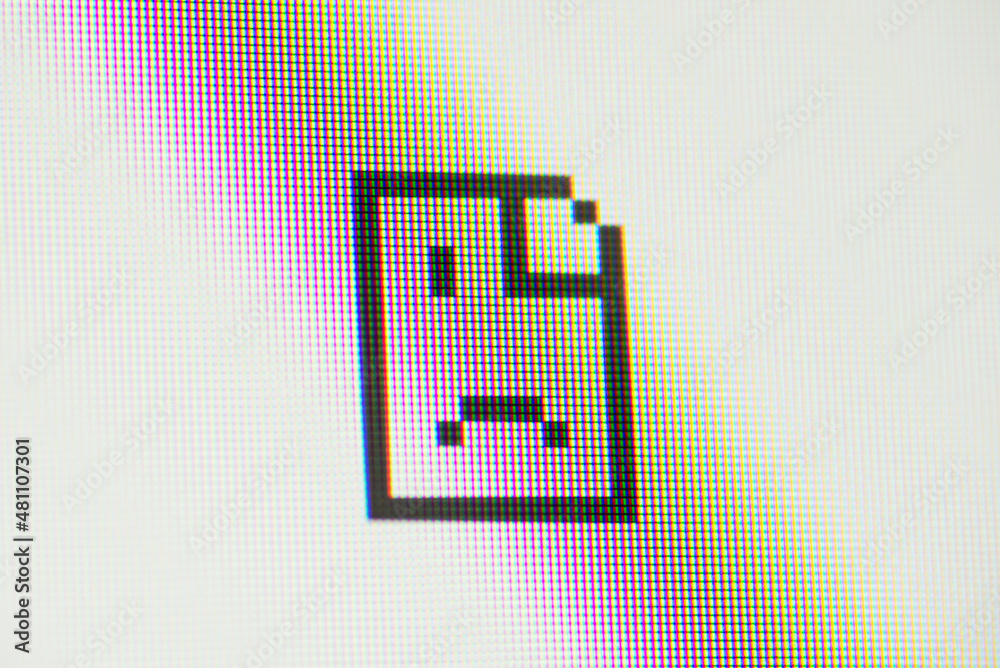 Sad smile on screen of computer without internet connection. Chernihiv ...