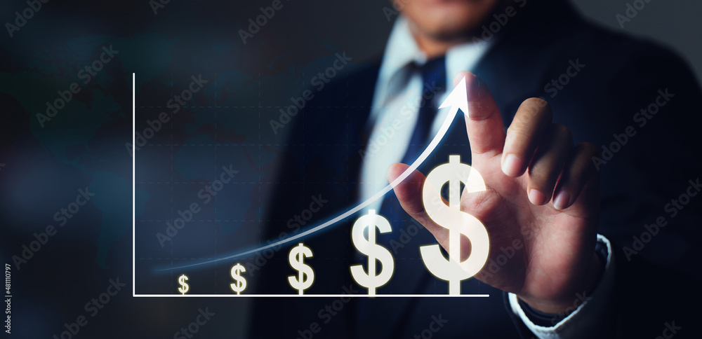 Inflation Concept With Businessman drawing Dollar Chart and increasing ...