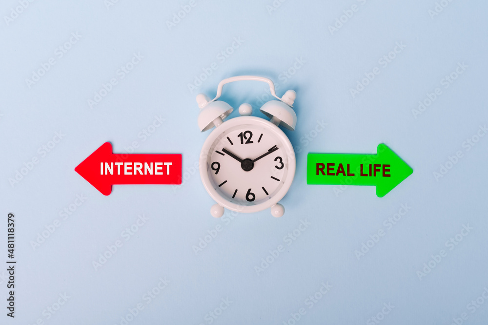 INTERNET vs REAL LIFE. Red arrow and green arrow- direction indicator ...