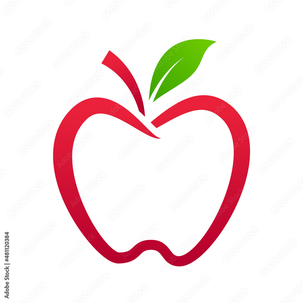 apple fruit logo line art vector. Apple logo isolated on white ...