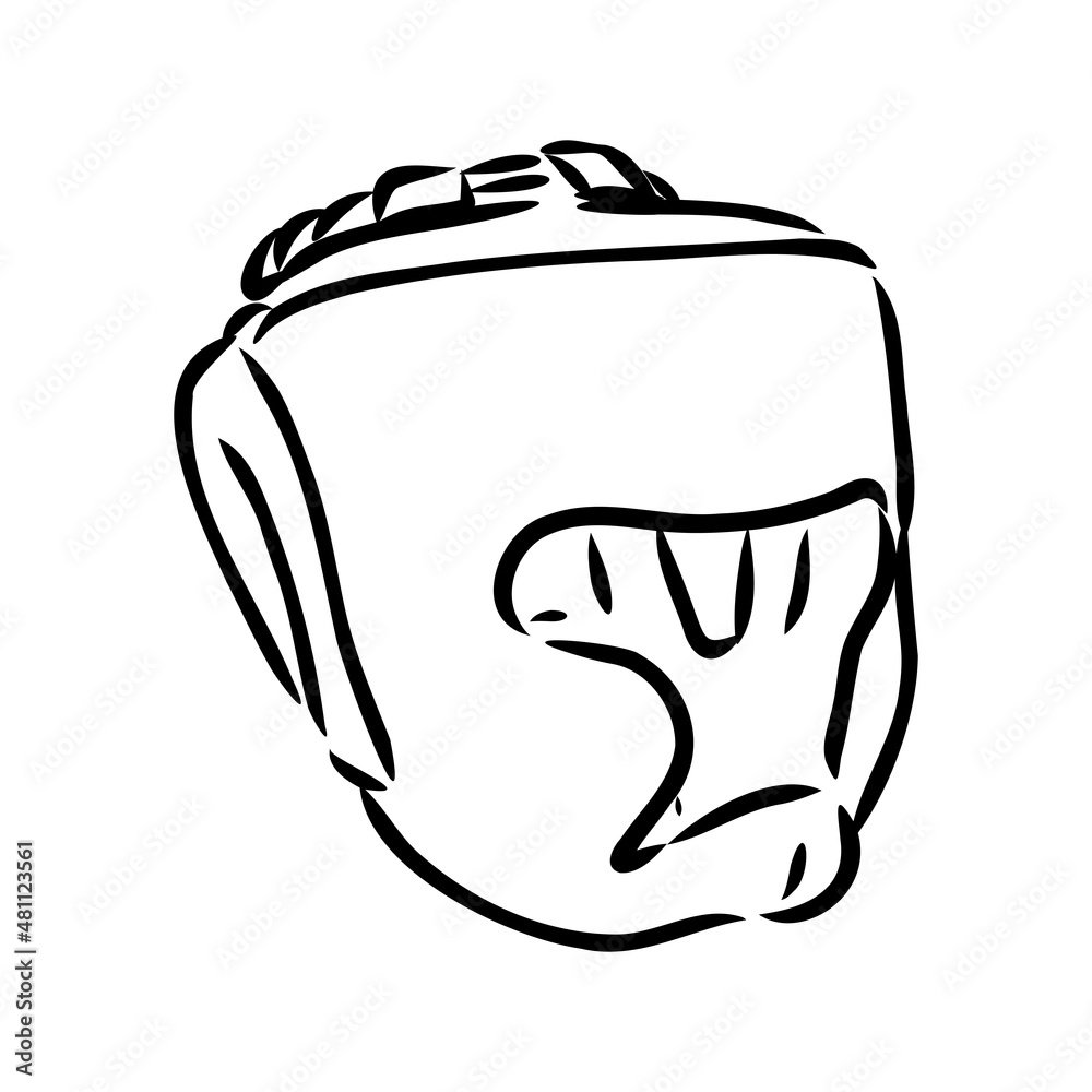 Boxer Helmet sketch icon vector. Hand drawn blue doodle line art Boxer ...