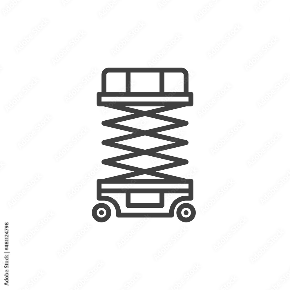Scissor lift line icon Stock Vector | Adobe Stock
