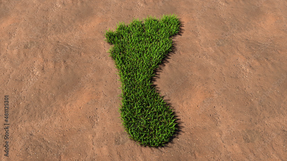Concept conceptual green summer lawn grass symbol shape on brown soil ...