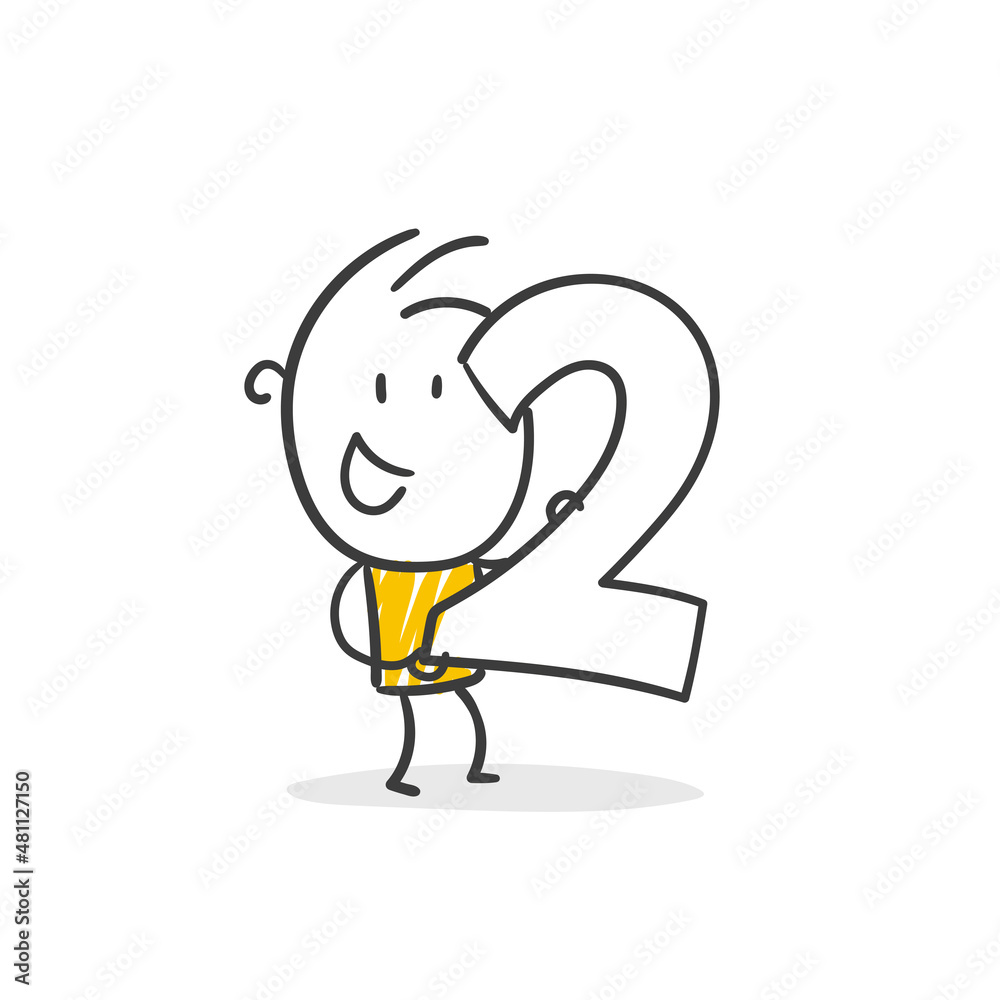 Strichfiguren / Strichmännchen: Zahl Zwei. (Nr. 736) Stock Vector ...