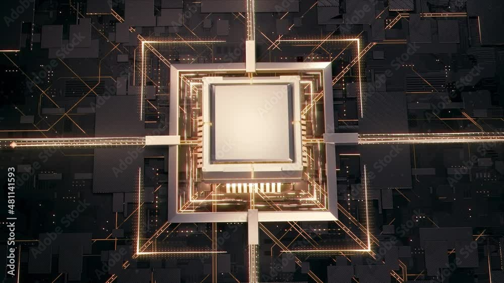 Concept animation shows the process of turning on the CPU in the ...