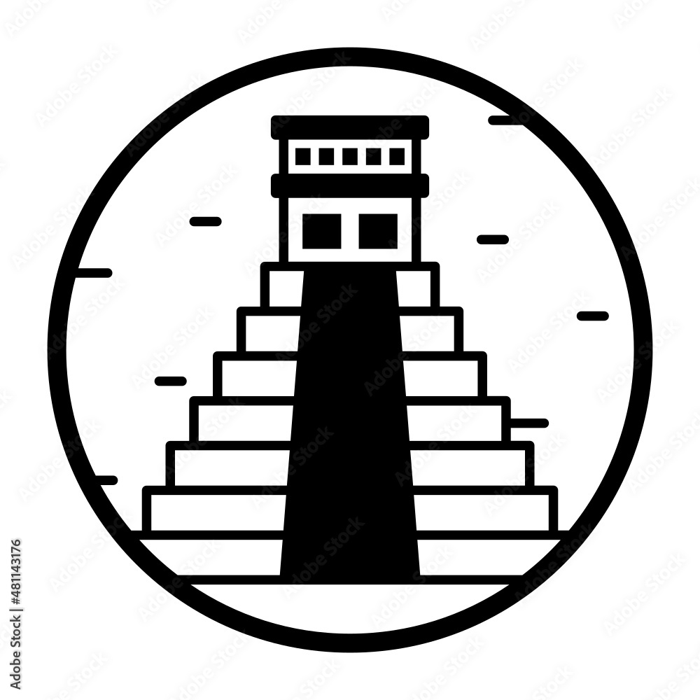 Chichen Itza concept, Temple of Kukulcan El Castillo vector icon design ...