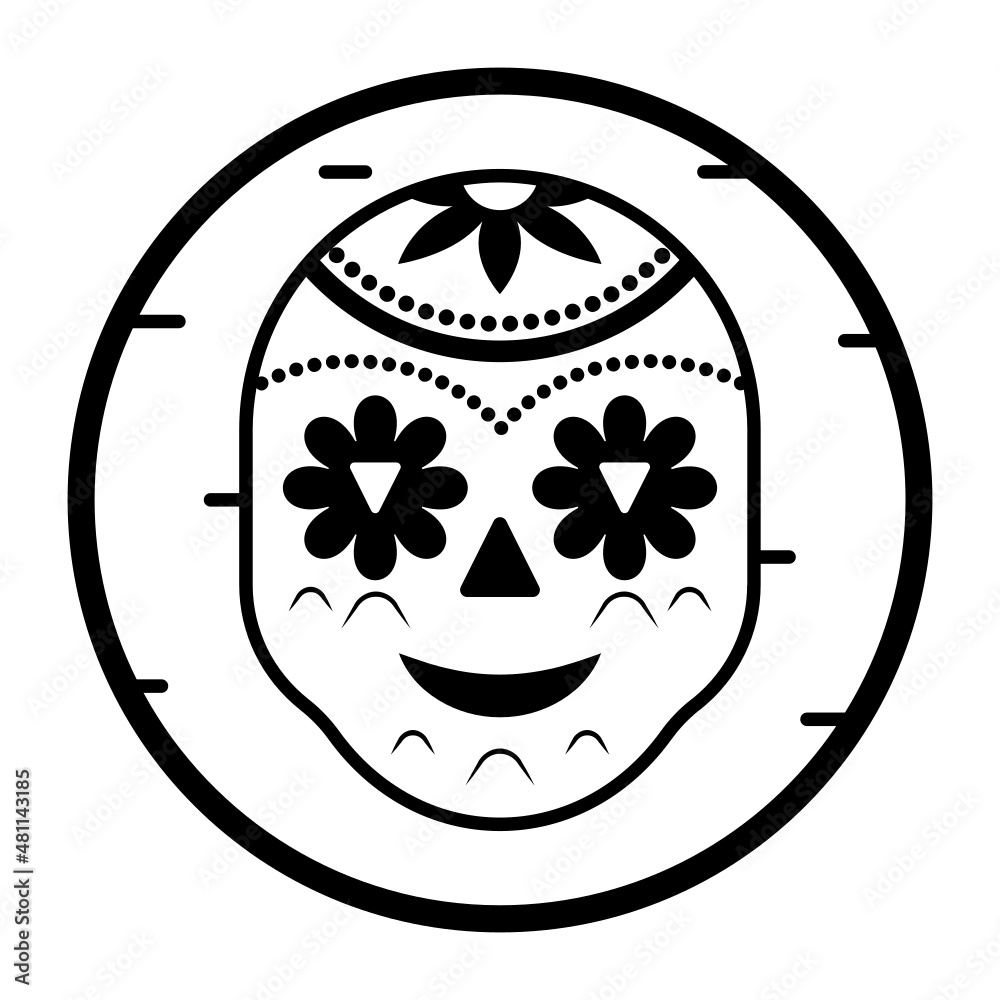 Traditional Hispanic Mask Vector color Icon Design, Mexican mask folk ...
